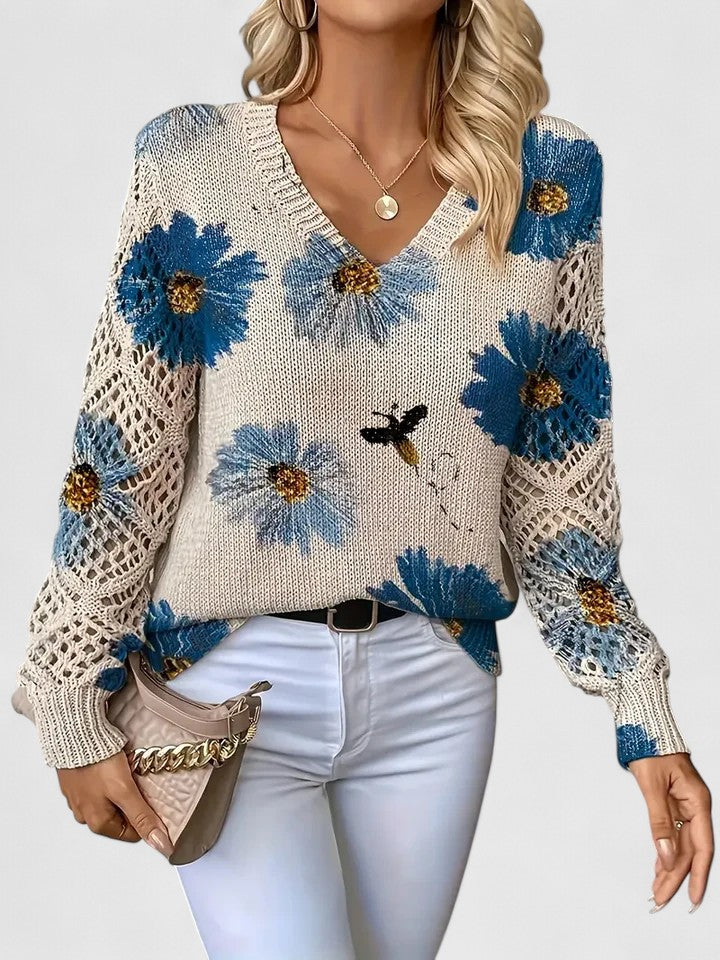 Élise™ | Pull élégant à motif fleuri – NS-NovaShop
